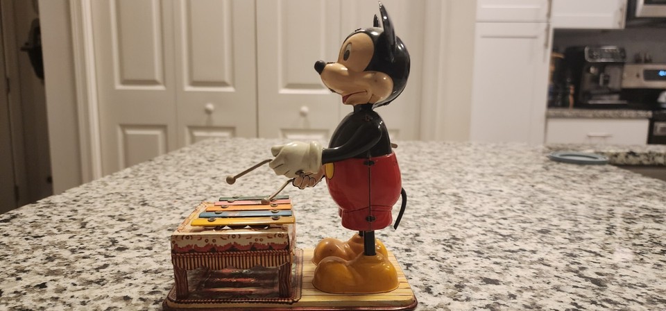 Mickey Mouse 1950s Tin Wind-Up Xylophone Player by Linemar no Box ...
