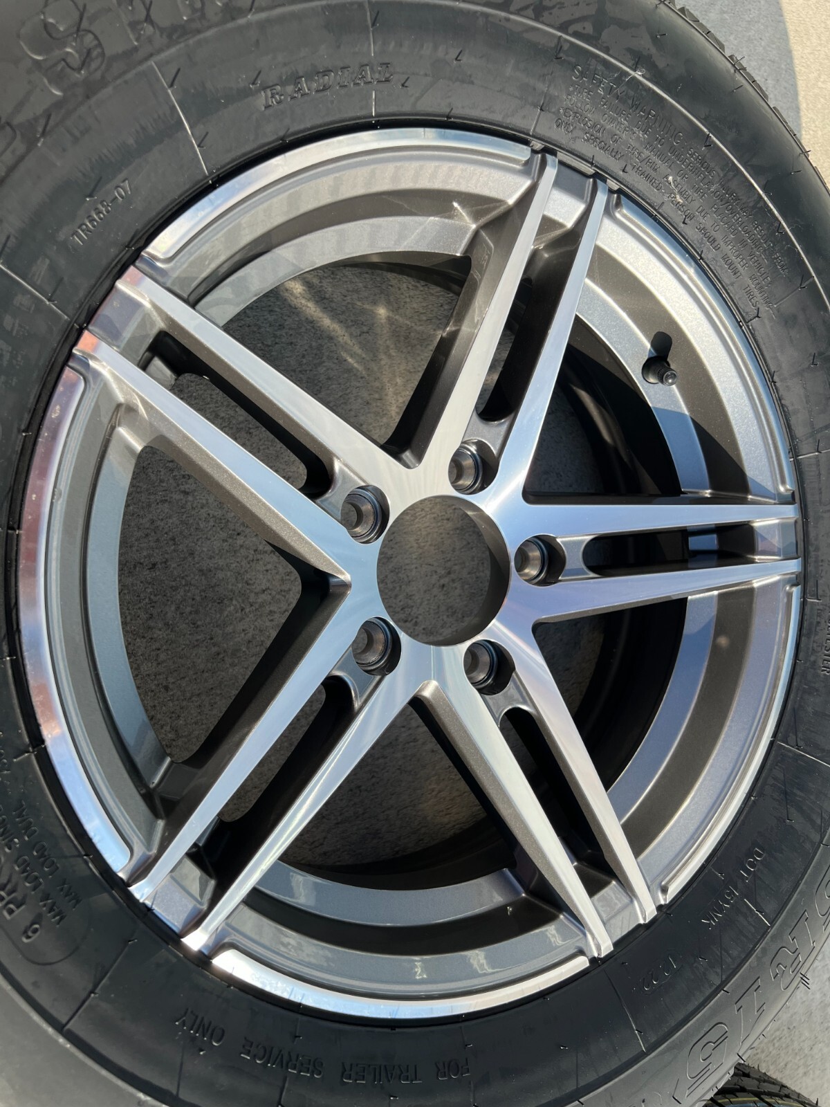 15" 5x4.5" Aluminum Gun Metal Trailer Rim Tire Wheel Assembly 205/75R15 ...