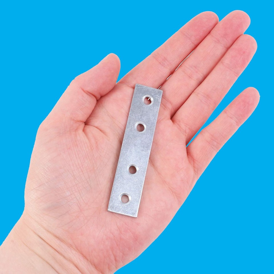 100x 75mm (3") Flat Steel Brackets Straight Mending Plates Repair ...