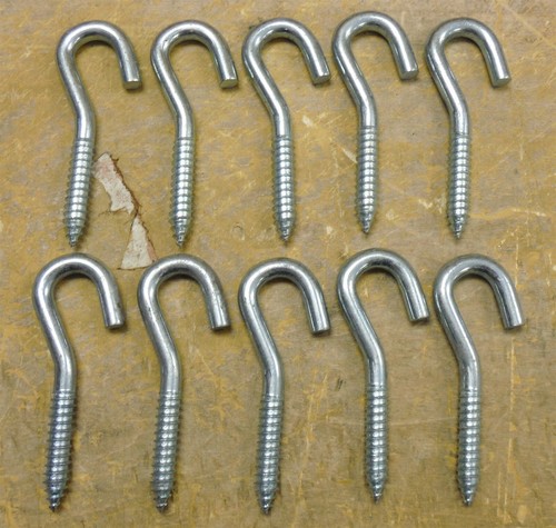 LOT of 10 Lag Type Screw Hooks for Hanging 5/16" X 3 1/2" FREE SHIP n/d ...