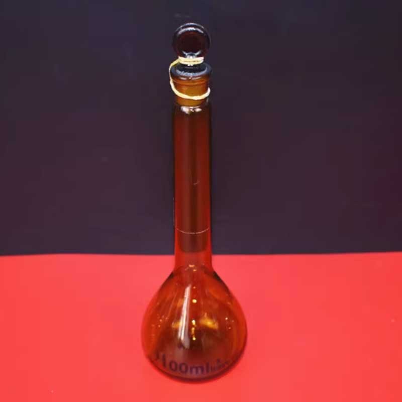 100ml Amber Volumetric Flask with Stopper Glass Flasks Chemistry Lab ...