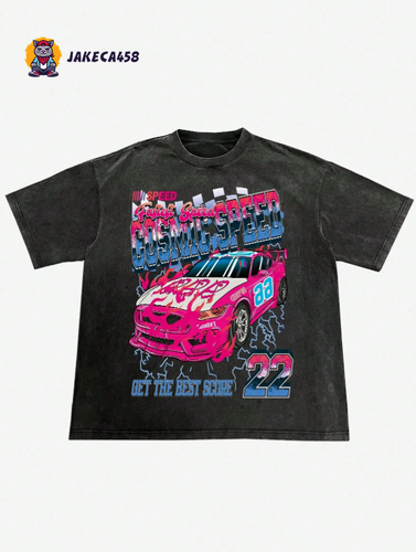 Cosmic Speed Racing Car Tee – Pink Graphic 22 Vintage Streetwear T ...