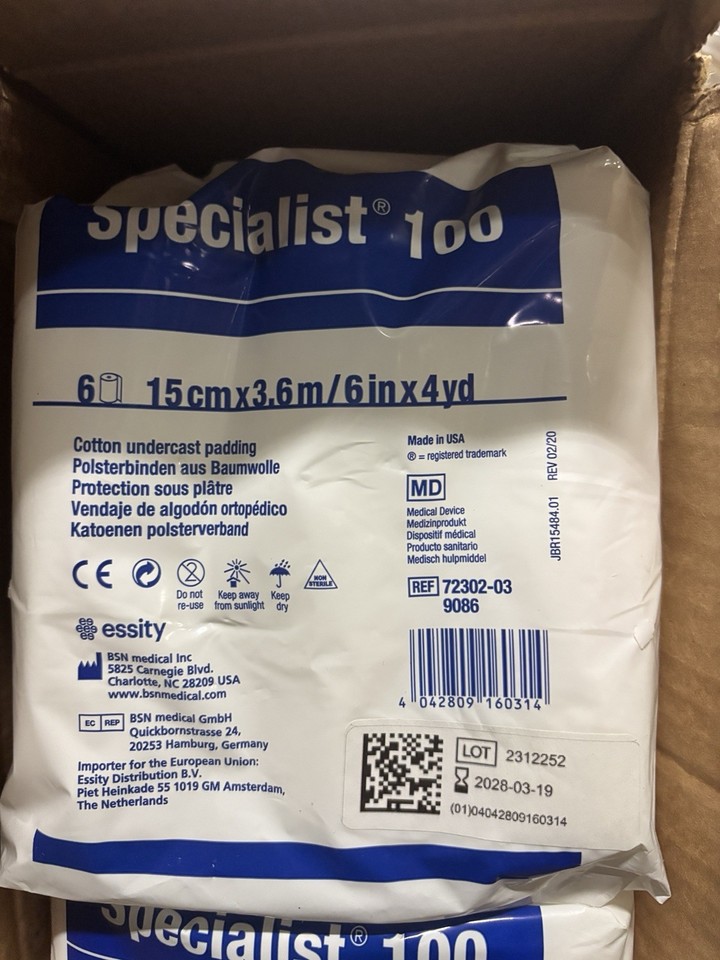 BSN Medical 9086 Specialist 100 Cotton Undercast Padding 6"x4yd. Qty 24 ...