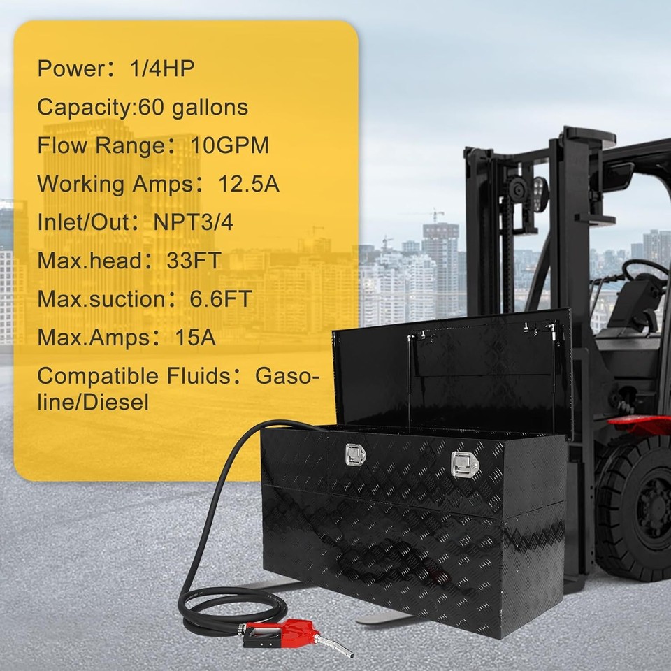 60-Gallon Fuel Tank Tool Box Combo Fuel Transfer Tank & Toolbox with 10 ...