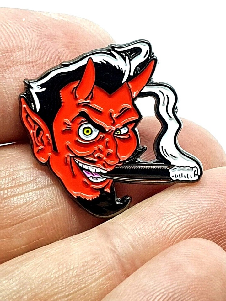 Devil Pin Badge Enamel Rockabilly Fortune American 50s Style Satan Pin ...