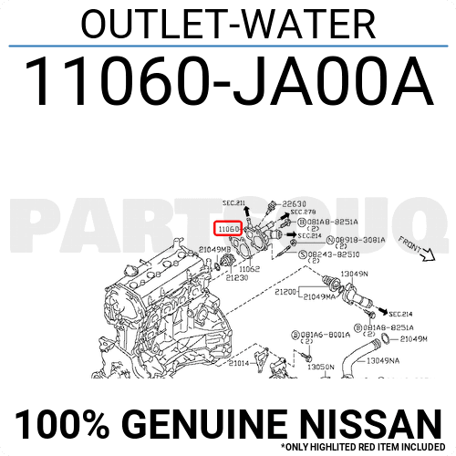 11060JA00A Genuine Nissan OUTLET-WATER 11060-JA00A | eBay
