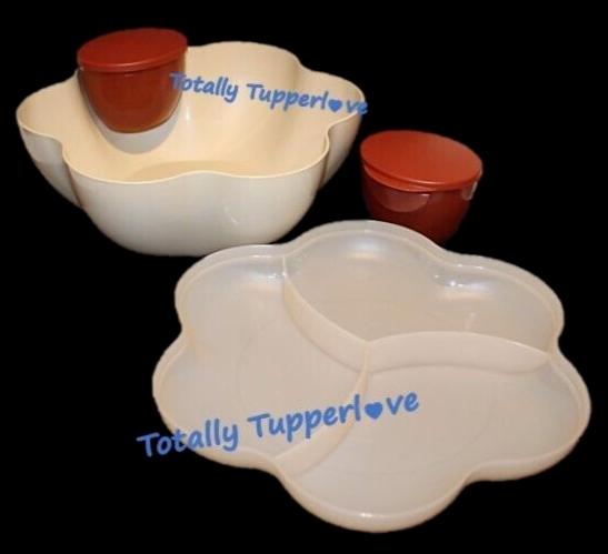 Tupperware Chip 'N Dip Bowl with Microwave Safe Dip Cups Latte ...
