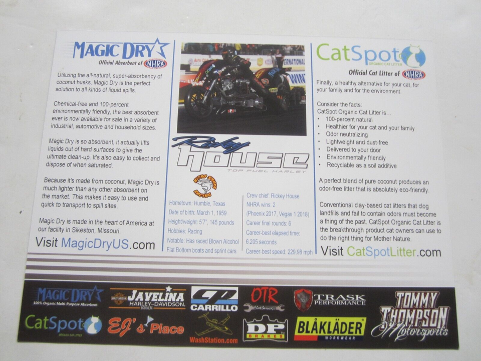 NHRA Ricky House Magic Dry Top Fuel HD Pro Stock Motorcycle Drag Racing ...