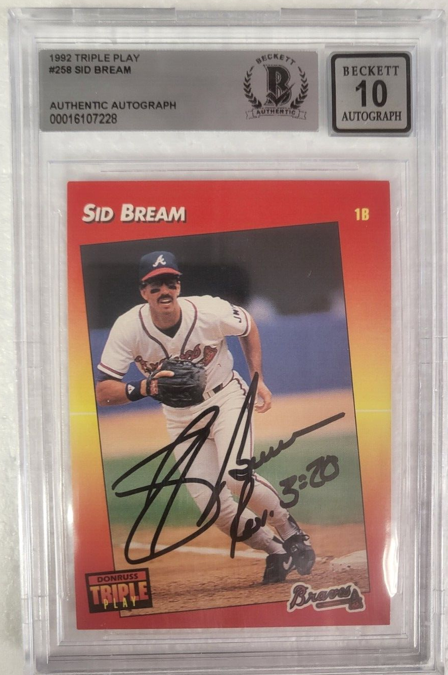 1992 TRIPLE PLAY SID BREAM ATLANTA BRAVES SIGNED AUTO #258 CARD BECKETT ...