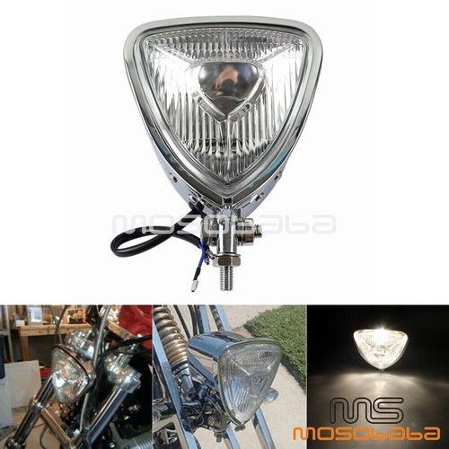 Chrome Triangle Retro Style Headlight For Harley Street Glide Chopper ...