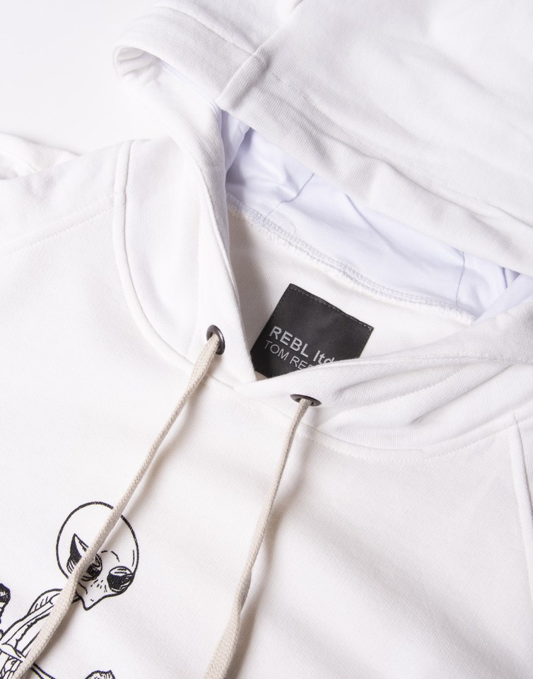 RRP€325 TOM REBL Hoodie Size XL UFO Dinner Printed Front Made in Italy ...