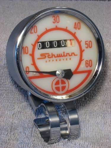 VINTAGE SCHWINN BIKE SPEEDOMETER 2½" ROUND HURET BICYCLE SPEEDO HEAD 08 ...