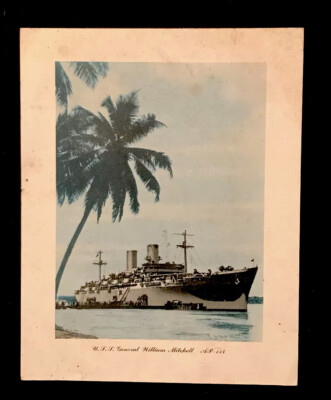 1943 WWII USS General William Mitchell Ship, Oversized Colorized Photo ...