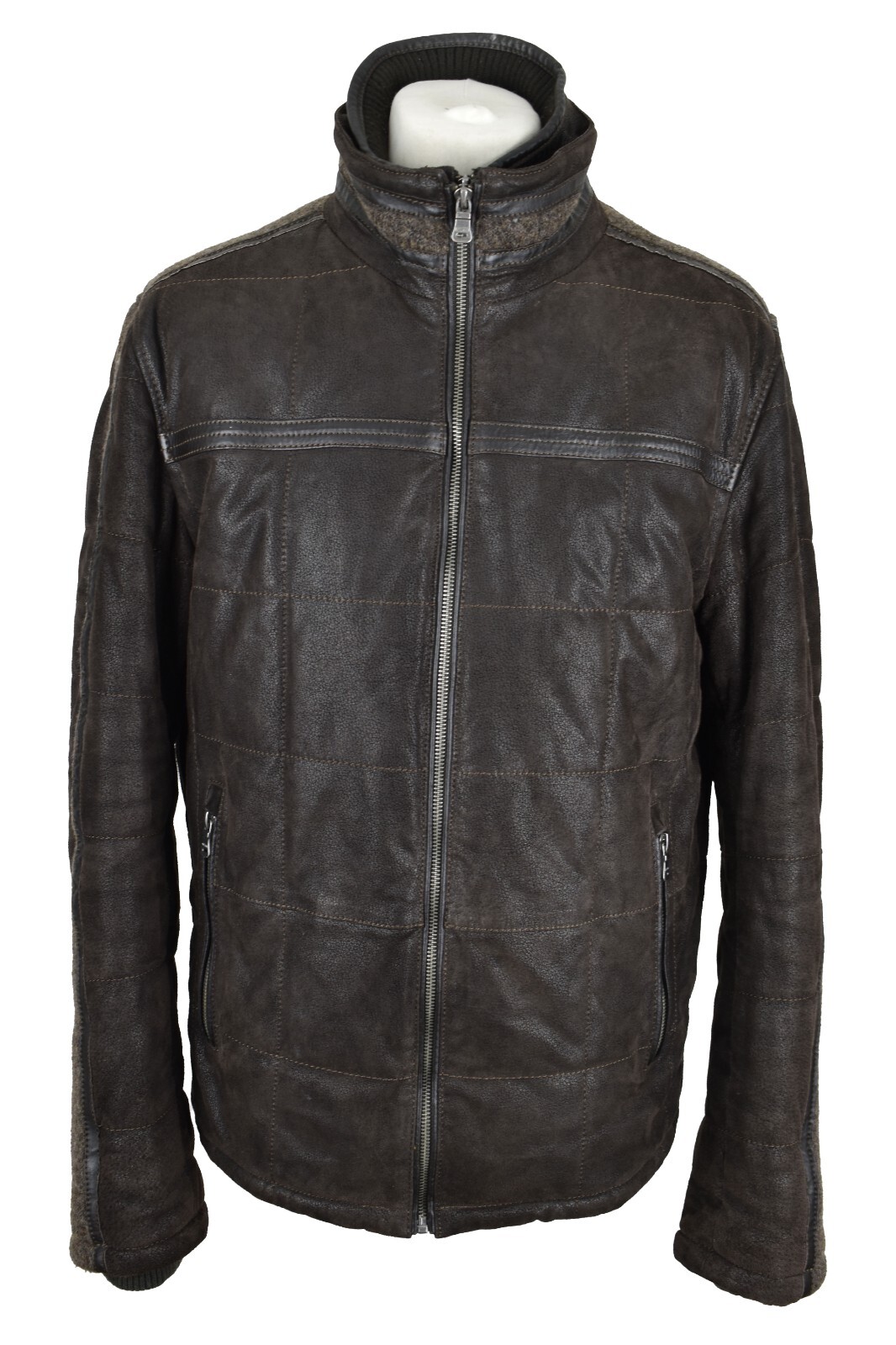 MILESTONE Urban Brown Leather Jacket size 50 Mens Ful… - Gem