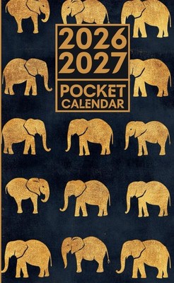 2026-2027 Pocket Calendar for Purse with Elephants pattern cover: 2 ...