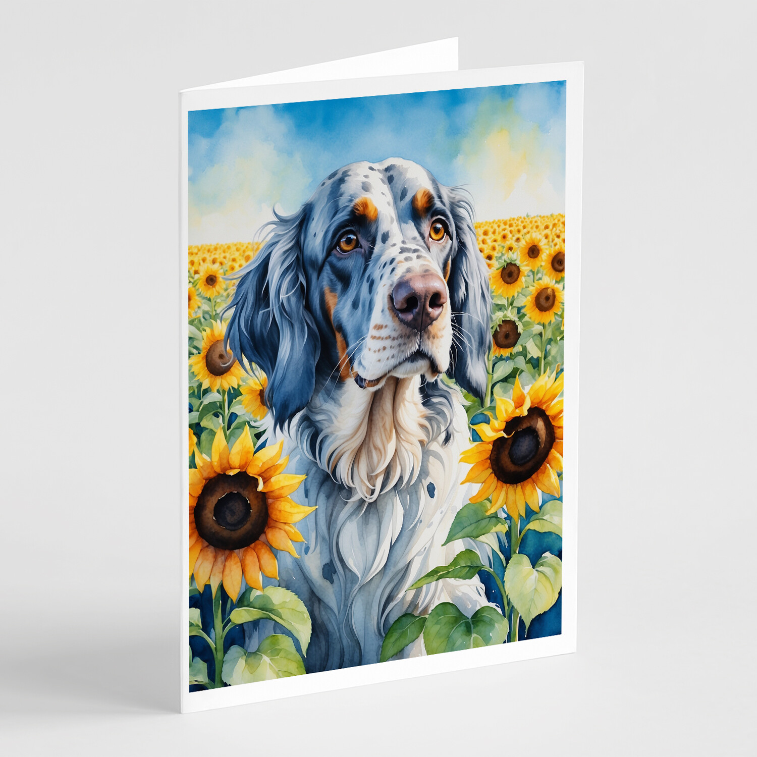 English Setter in Sunflowers Greeting Cards Envelopes Pack of 8 ...