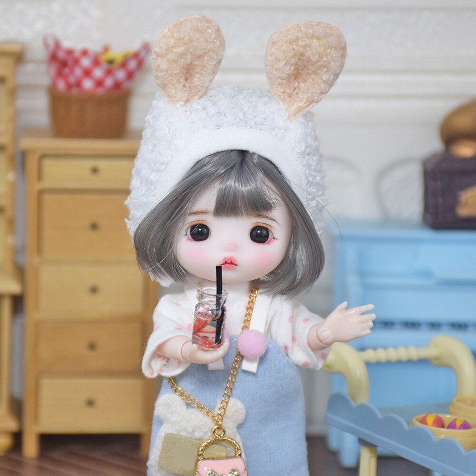 Lovely Mini 1/8 Ball Jointed Girls BJD Doll DIY SD Dolls Short Hair ...