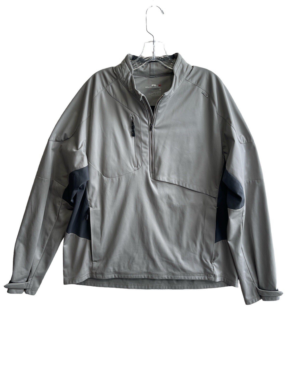Ralph Lauren RLX Size XL Long Sleeve Half Zip Pockets Gray Pullover ...