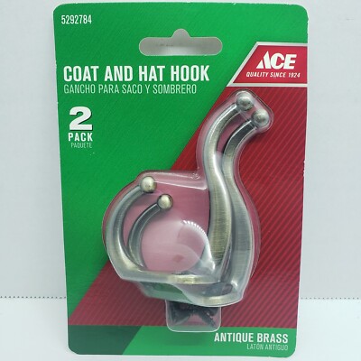 ACE Coat and Hat Hook Antique Brass 2 Pack #5292784 | eBay