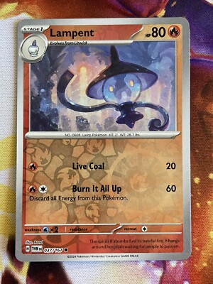Pokémon TCG Lampent SV06: Twilight Masquerade 037/167 Reverse Holo ...