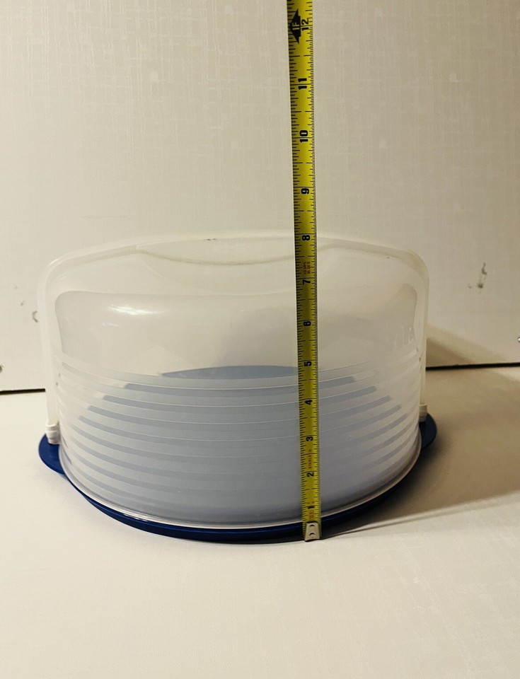 Tupperware Round Cake Taker Blue Clear Locking Lid 12 Inch 3062 3063 ...