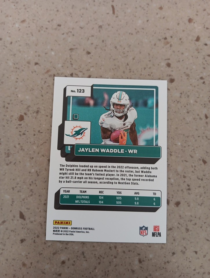 2022 Donruss Jaylen Waddle Gold Premium Press Proof #123 Dolphins | eBay