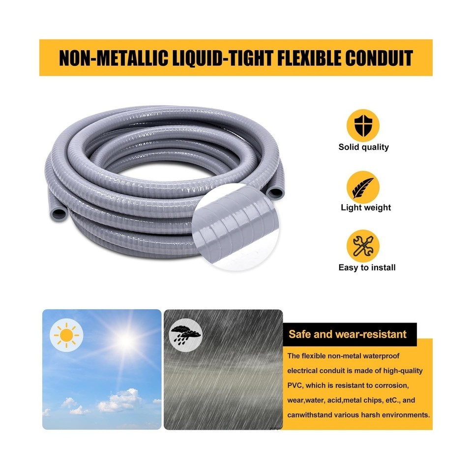 1-1/2 inch 25 Ft Liquid-Tight Conduit Kit With 4 Straight and 3 Angle ...