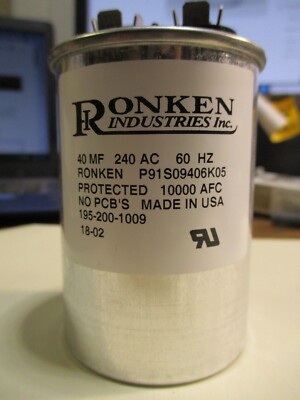 New, Free ship, Ronken Industries P91S09406K05 Capacitor 40 MF 240 AC ...
