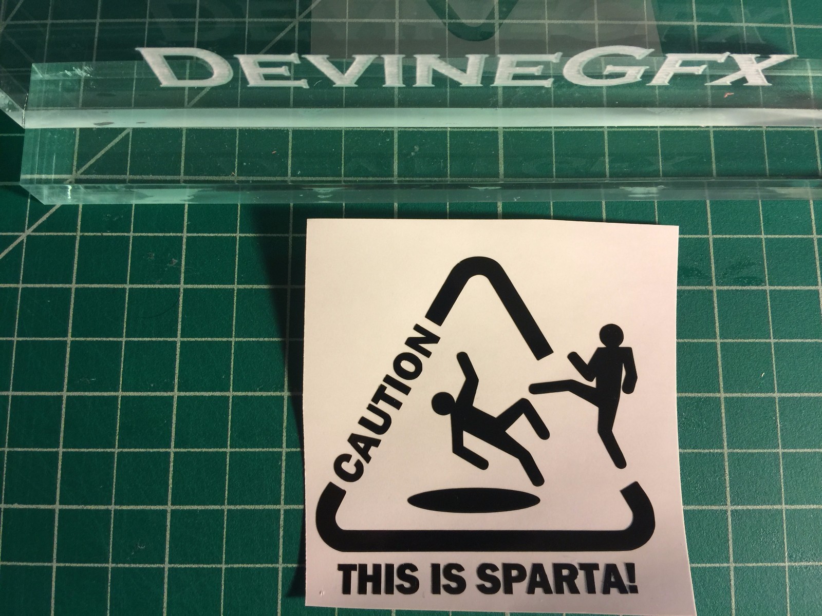 Caution Decal Vinyl Sticker Window Wall Car This is Sparta Kick Hazard ...