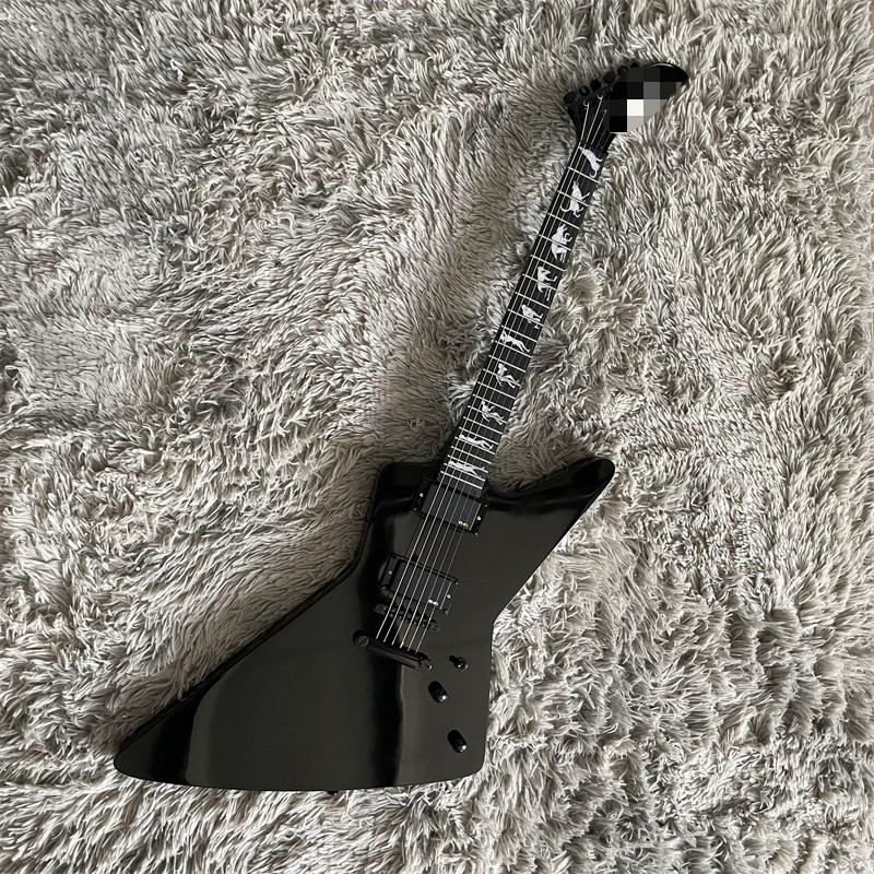 Custom 6 String Black Explorer Werewolf Electric Guitar Solid Body H-H ...