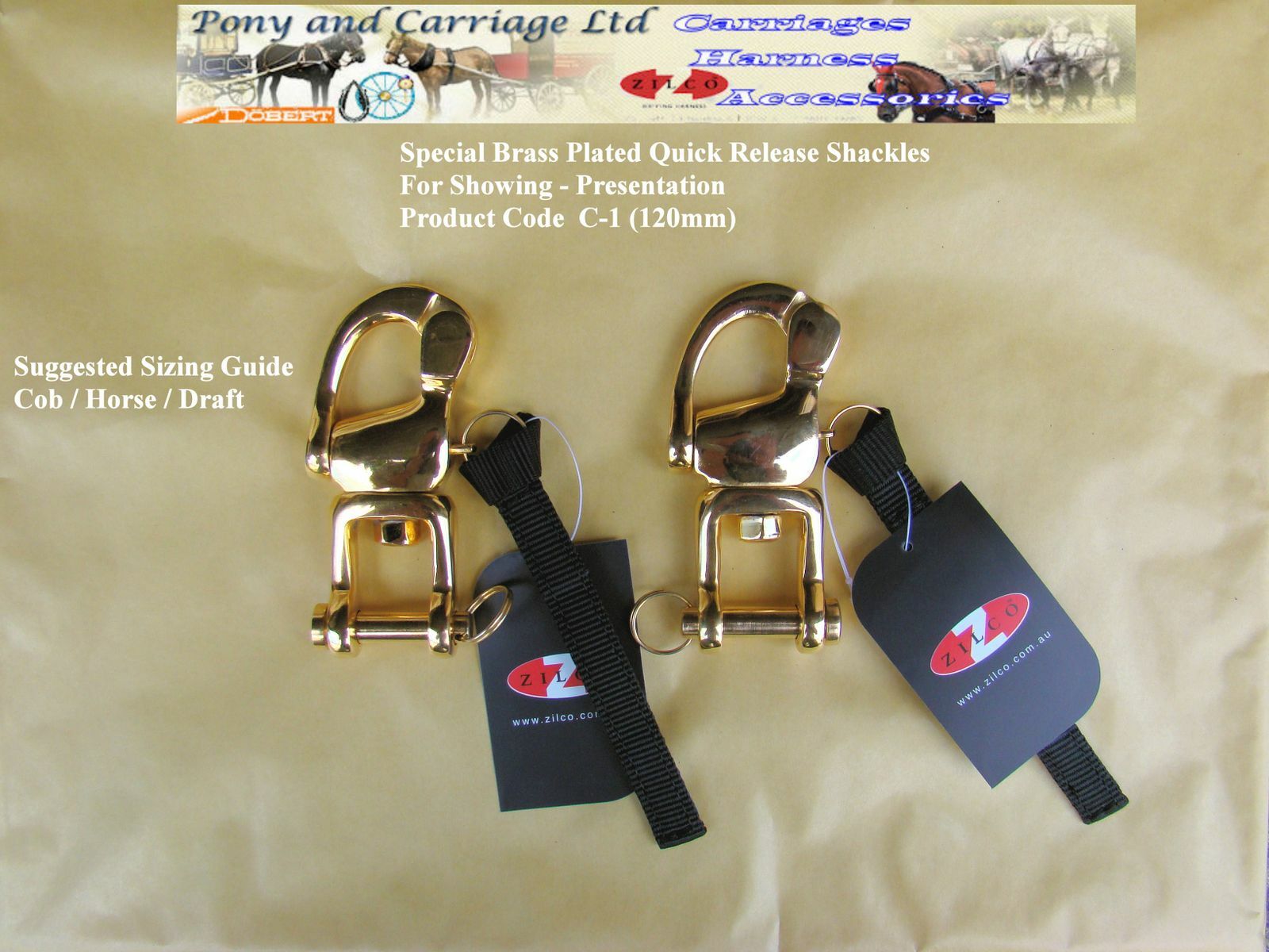 Horse Harness Trace to Carriage Quick Release Snap Shackles 3 Sizes C2 ...