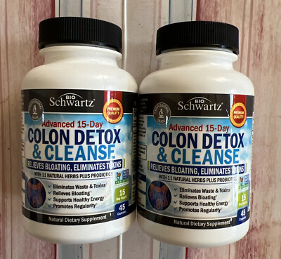 2 Bio Schwartz Colon Detox & Cleanse Advanced 15 Day 45 Caps Each | eBay