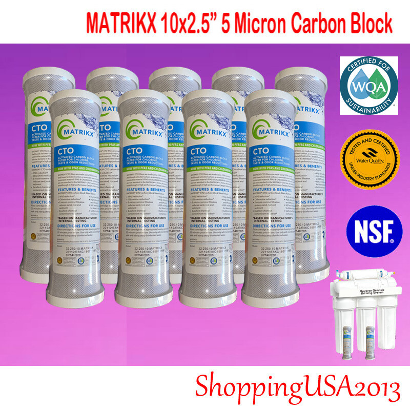 9 PCS CTO Active Carbon Block Matrikx Ro Water Filter 10"X2.5" 5 Micron ...