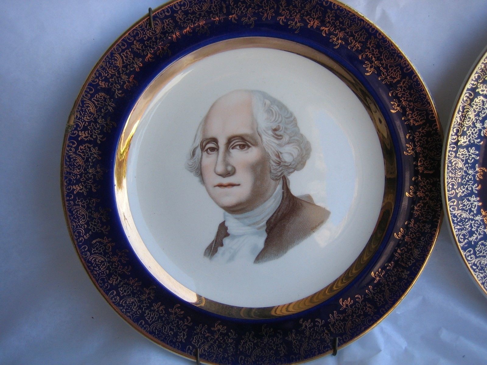 VTG George Washington & Martha Washington Plates 22k Gold Capsco ...