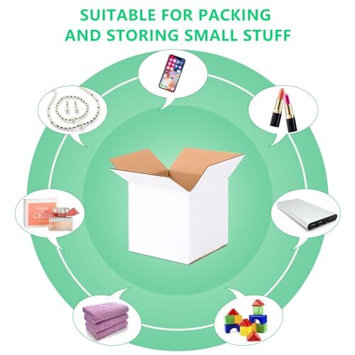 5x5x5 Shipping Boxes Set of 25, White Small Corrugated Cardboard Box ...
