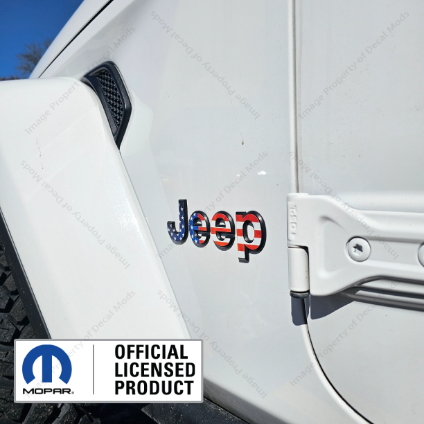 Jeep Wrangler Side Flat Overlay decals stickers letters American Flag ...