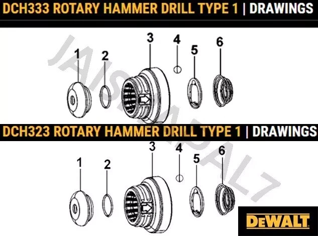 DEWALT - 6pc Genuine DeWALT SDS Hammer Drill - Chuck Repair Kit ...