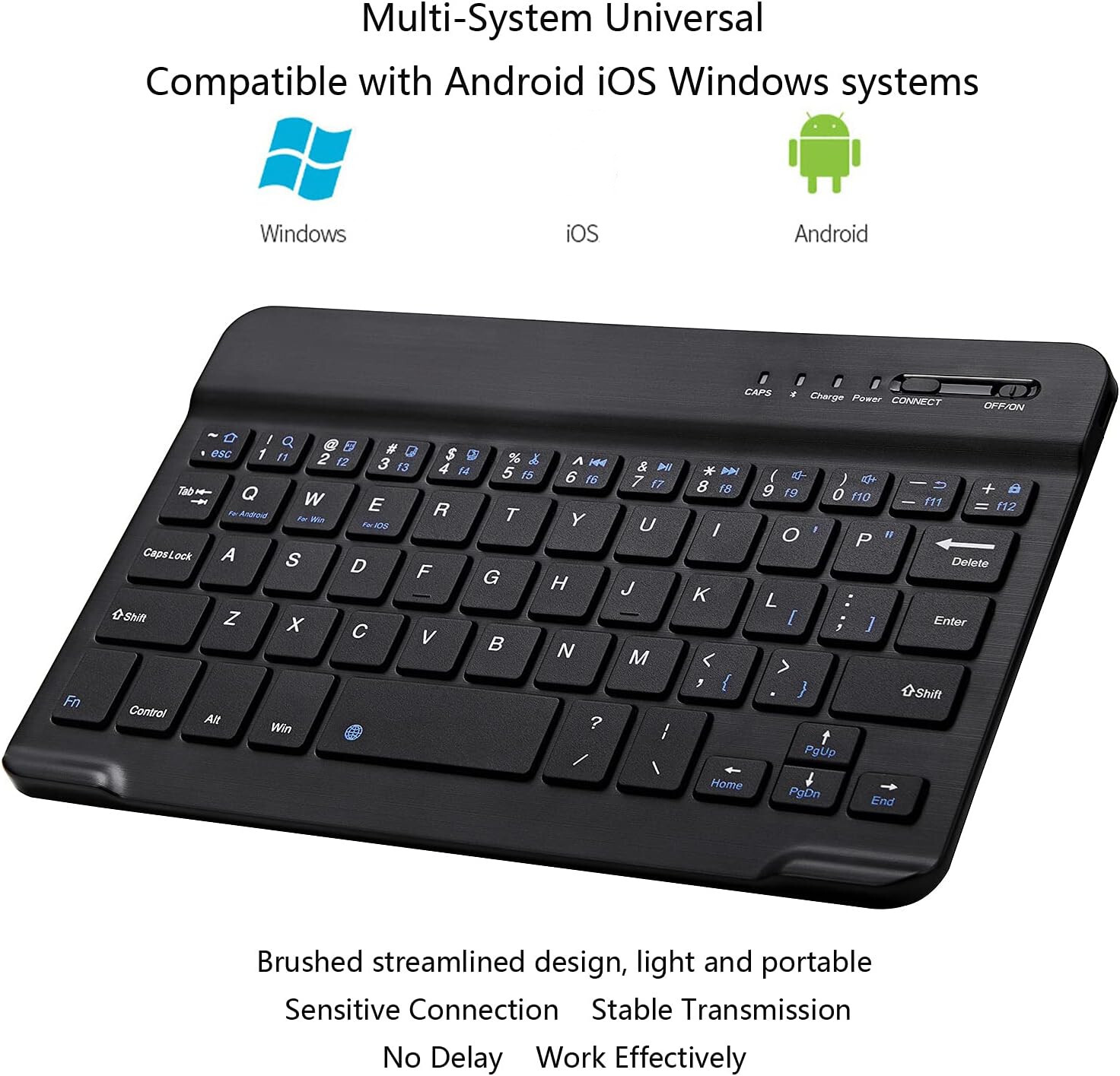 Ultra-Slim Bluetooth Keyboard Mini Wireless Rechargeable For IOS ...