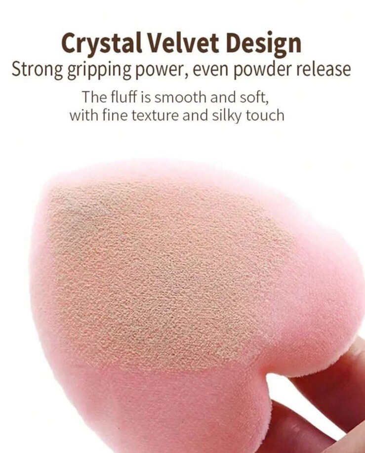 8pcs Pink Heart Velvet Powder Puff Set Dual-sided Puffs Blurring Baking ...