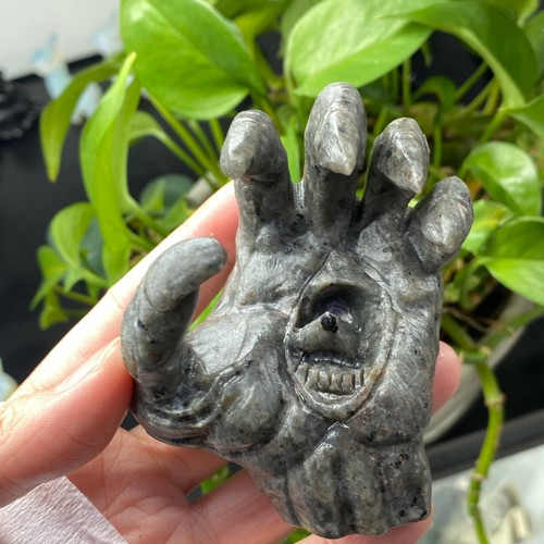 2.8" Natural Flame stone quartz hand-carved Magic hand crystal reiki ...