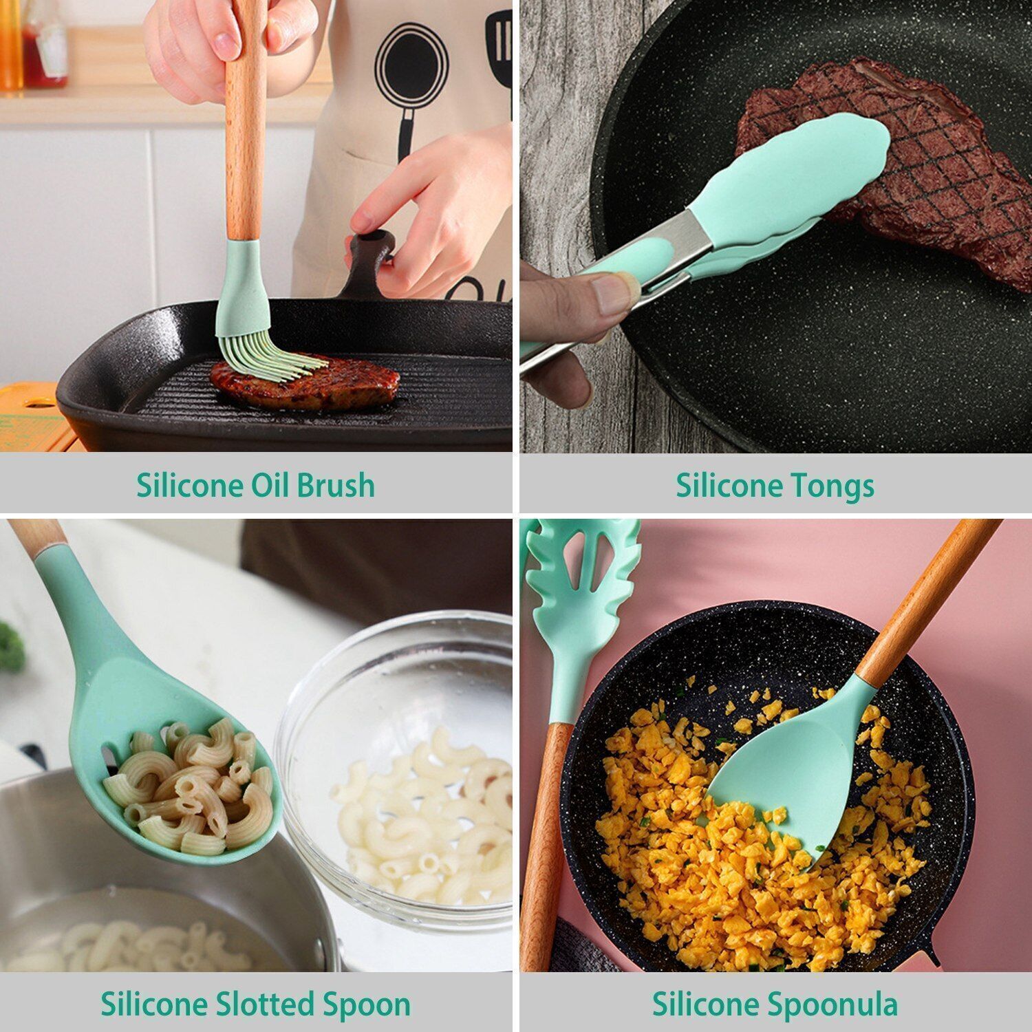 11PCS Silicone Cooking Utensils Kitchen Cookware Tools Set 446℉ Heat ...