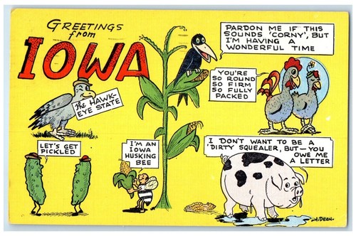 1958 Greetings From Iowa Puns Jokes Burlington Iowa IA Correspondence ...