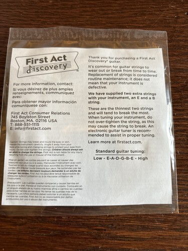 First Act Discovery Kid’s Replacement Guitar Strings E & B New | eBay
