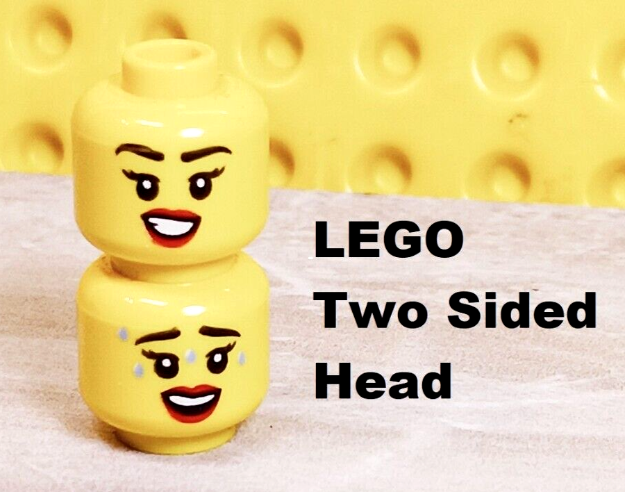 LEGO Minifigure Girl Head Sweat Drops Big Smile Red Lips Teeth Sports ...