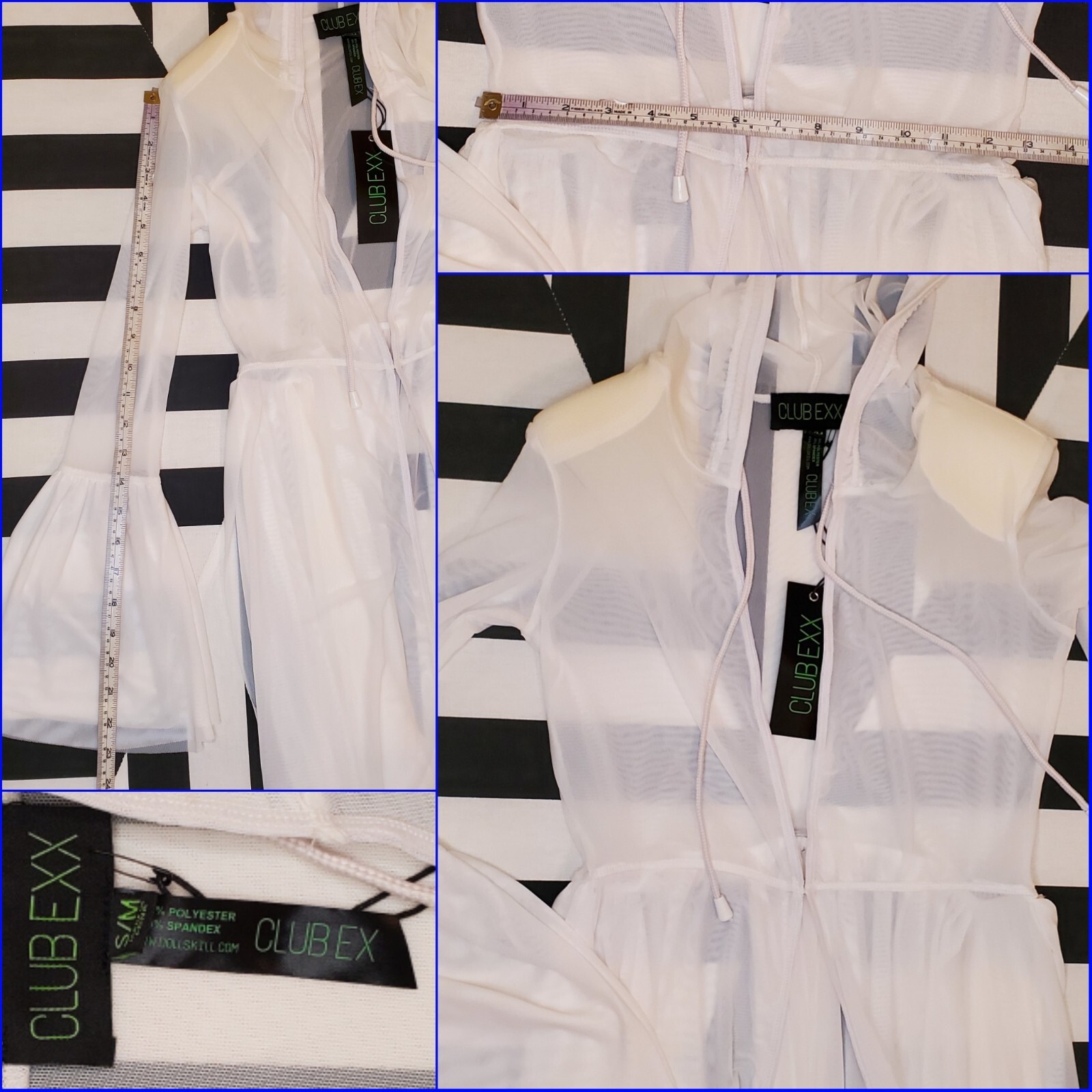 Sugar Thrillz Mesh Tops Blue Lace Teddy Floral + White Sheer Duster ...