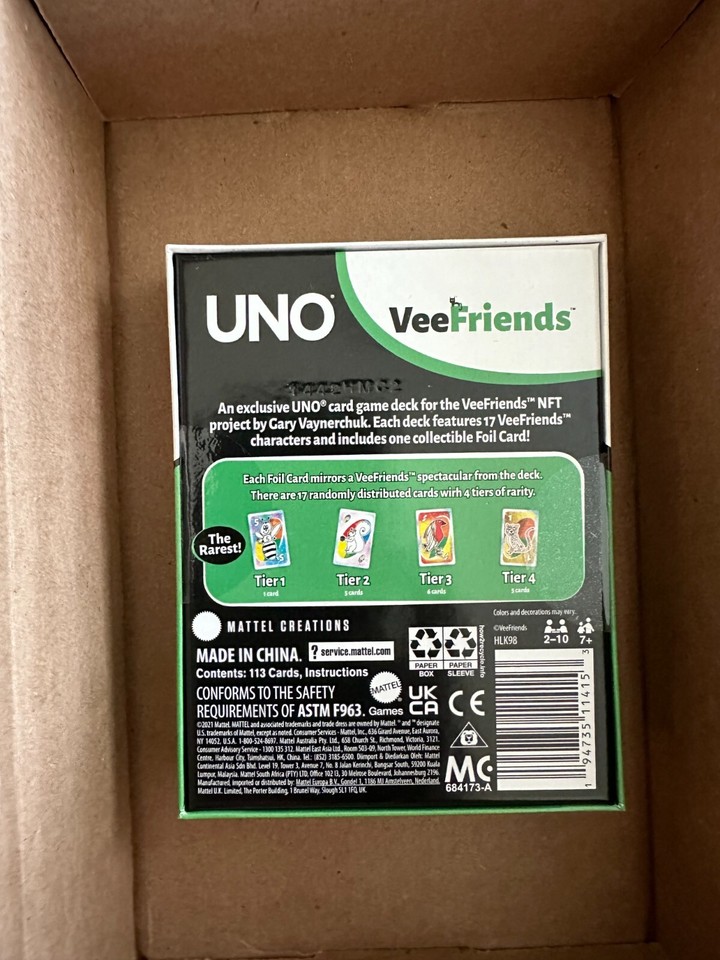 New & Sealed VEEFRIENDS UNO CARD Deck- Gary Vee Friends Vaynerchuk ...