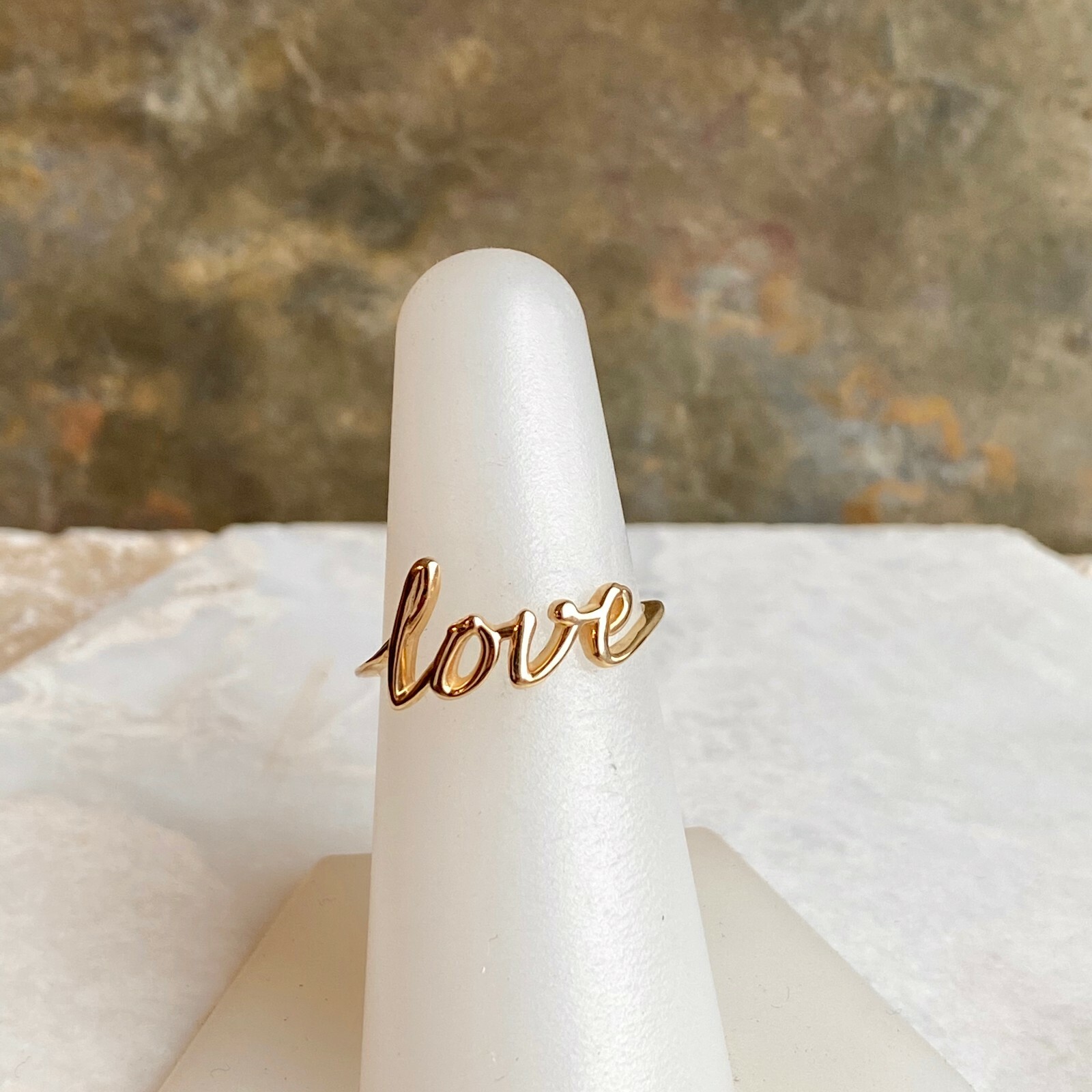 14 KT Yellow Gold "Love" Script Style Band MM Ring NEW....... LOVE WORD ...