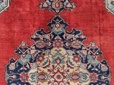 7x10 RED ANTIQUE RUG HAND-KNOTTED VINTAGE handmade oriental worn blue ...