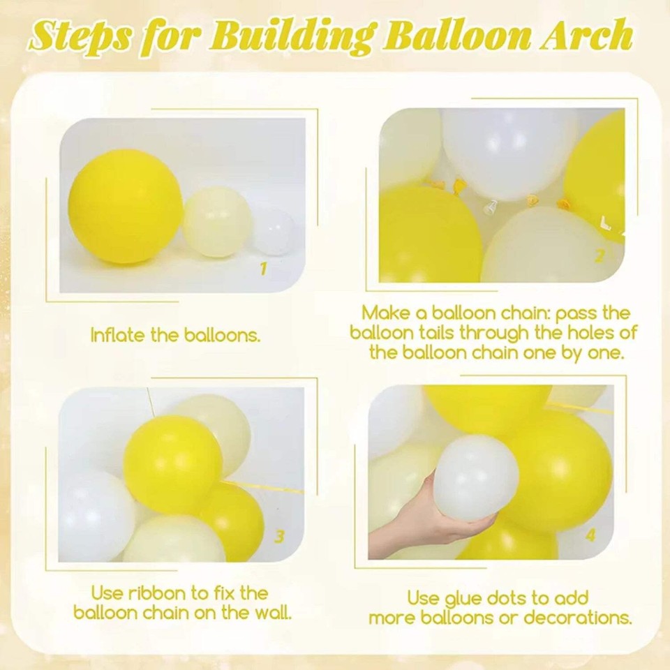 123 pieces of yellow and white balloon set, suitable for weddings ...