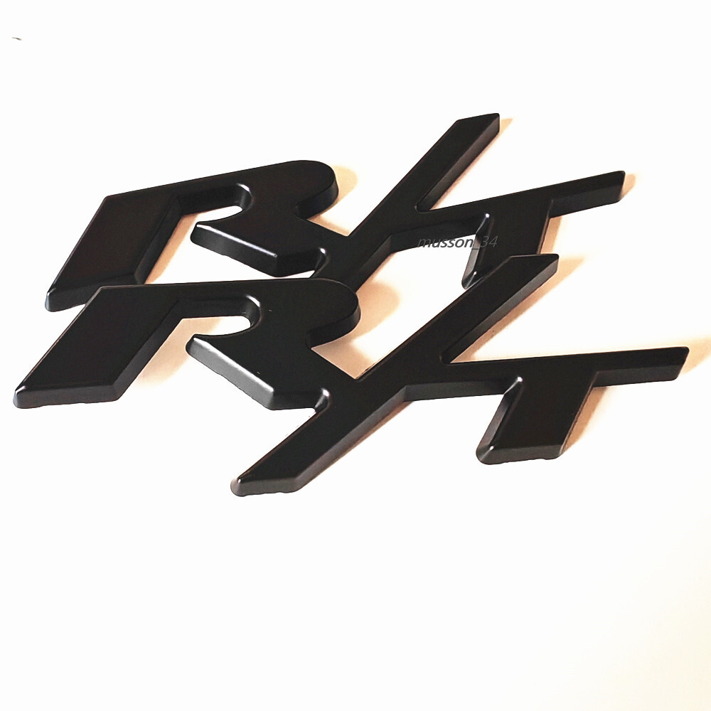 2x For RT Emblems Side Fender R/T Matte Black Nameplate Badges 3D ...